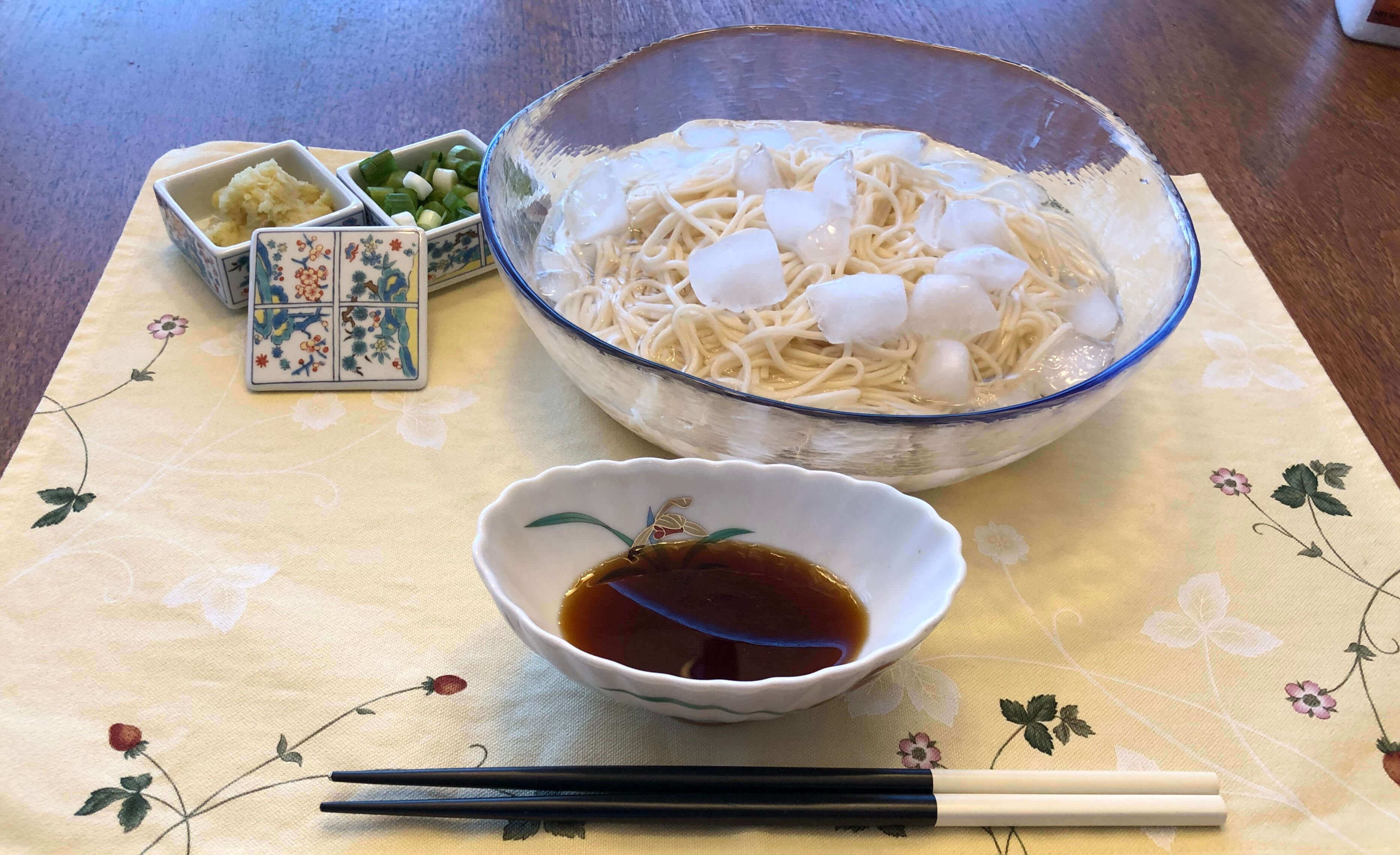 Traditional Japanese Hiyamugi Cold Noodle Dish | Assuaged