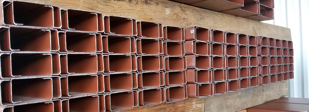 Prime Painted Red Cee Purlins and Zee Purlins. Immediate Availability.