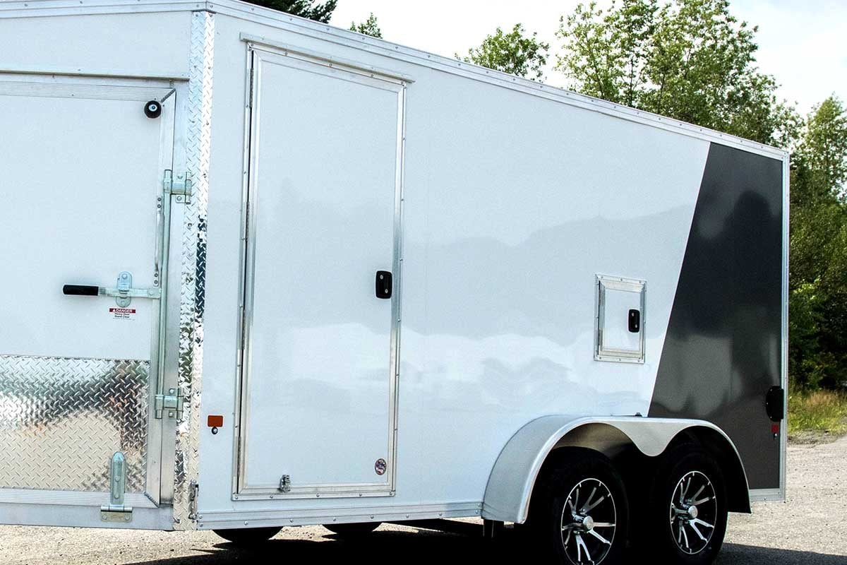 Enclosed 7 Wide Inline Snowmobile Trailers - Stealth All Aluminum Trailers